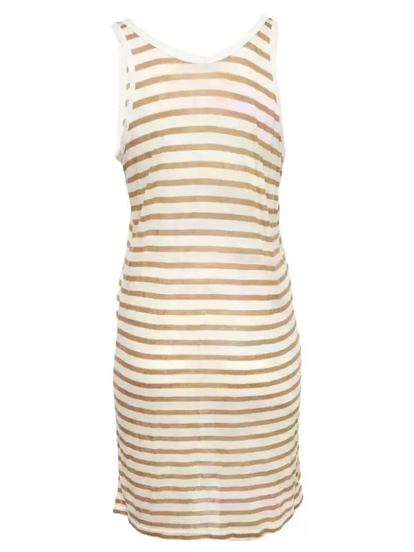 424 Striped Sleeveless Mini Dress - White