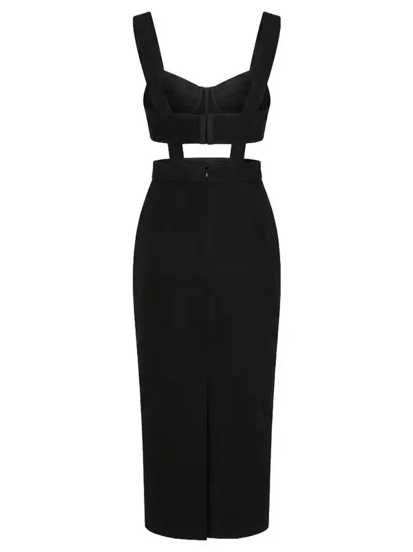Dolce & Gabbana Jersey Criss-cross Midi Dress - Black