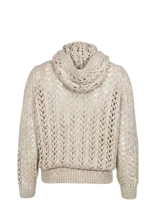 Eleventy Pointelle Knit Zip-up Hoodie - Neutrals