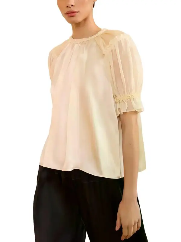 Ulla Johnson Alina Puffed-sleeve Silk Blouse - Neutrals