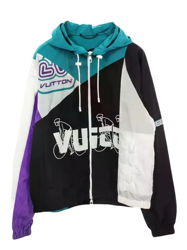 LOUIS VUITTON Patchwork Logo Zip-up Hooded Jacket - Black