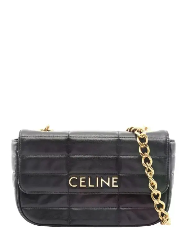 Celine Leather Matelasse Chain Shoulder Bag - Black