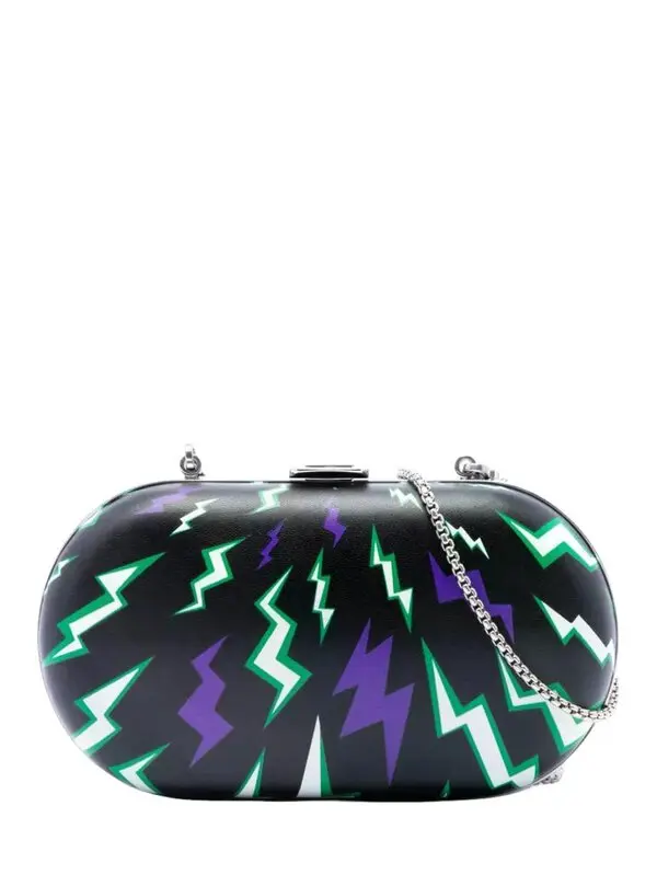 Prada Leather Clutch With Chain Crossbody Bag - Black
