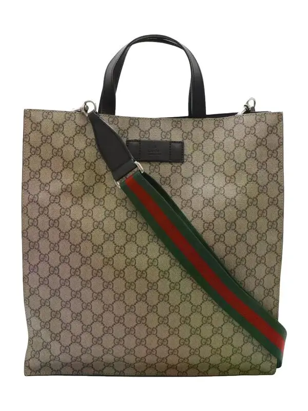 Gucci Gg Supreme Web Vertical Satchel - Neutrals