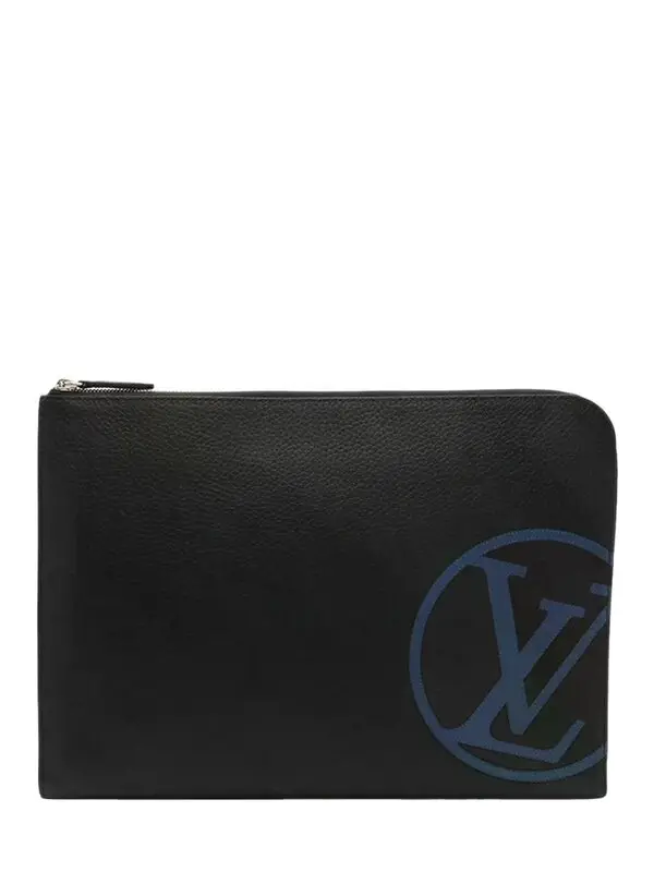 LOUIS VUITTON Taurillon Initials Circle Pochette Jour Gm Clutch Bag - Black