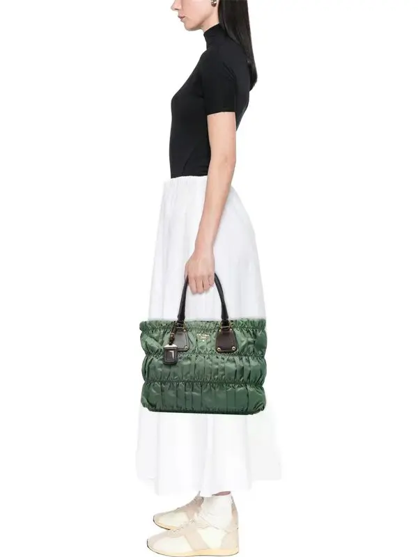Prada Tessuto Gaufre Tote Bag - Green