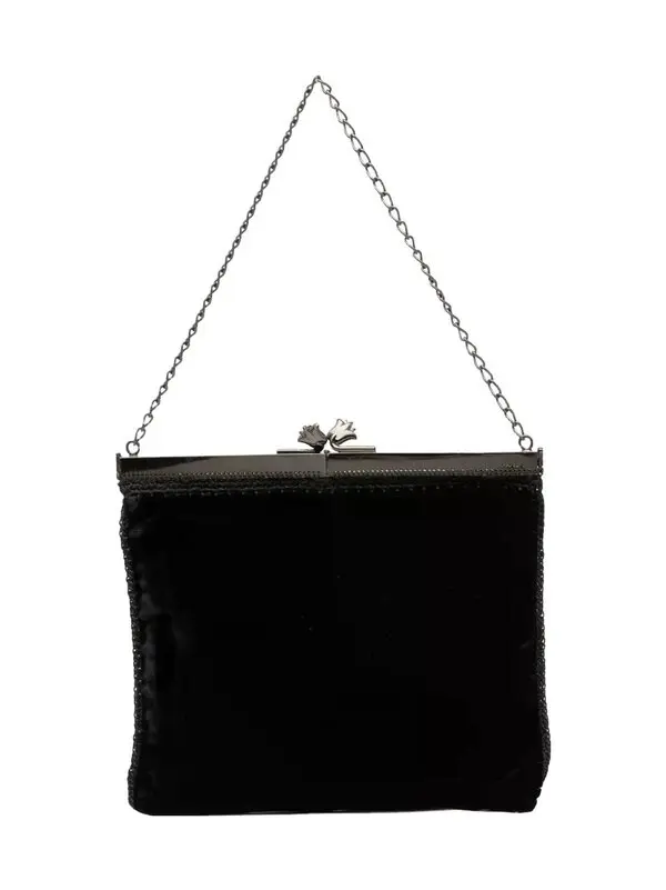 Prada Velvet Frame Bag With Kiss Lock Closure - Black