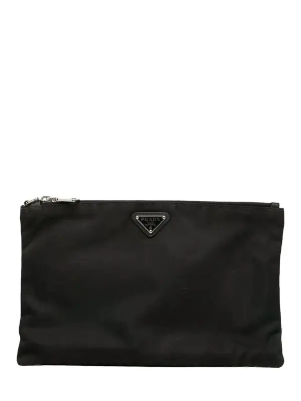 Prada Tessuto Zip Clutch Bag - Black