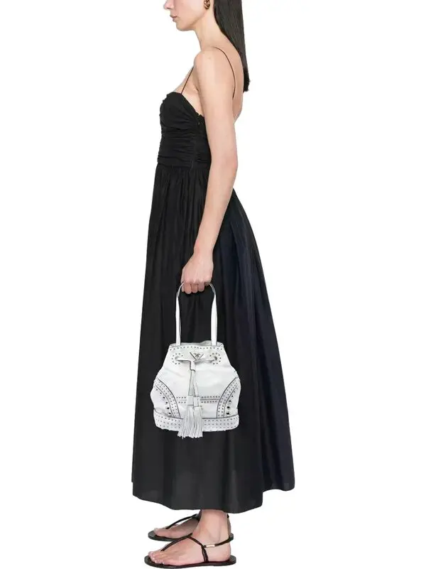 Prada Soft Calf Studded Bucket Bag - White
