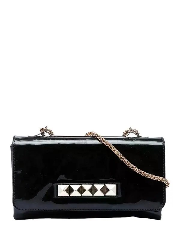 Valentino Garavani Patent Vava Voom Chain Clutch Crossbody Bag - Black