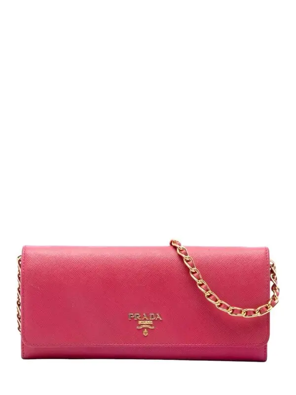 Prada Saffiano Leather Wallet On Chain Crossbody Bag - Pink