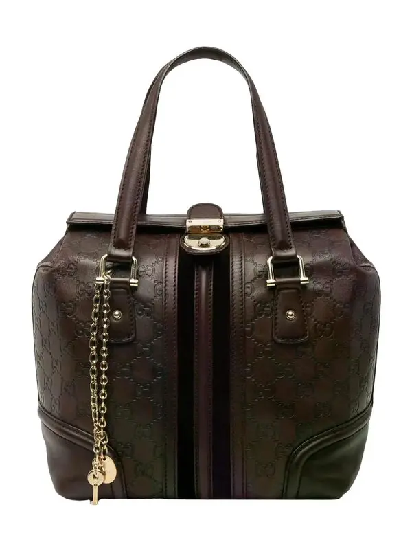 Gucci Embossed Leather Handbag - Brown