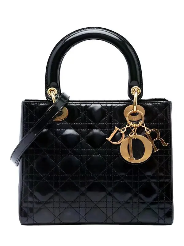 Dior Patent Cannage Lady Satchel - Black