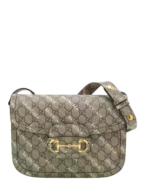 Gucci Balenciaga Medium Gg Supreme Horsebit 1955 Shoulder Bag - Neutrals