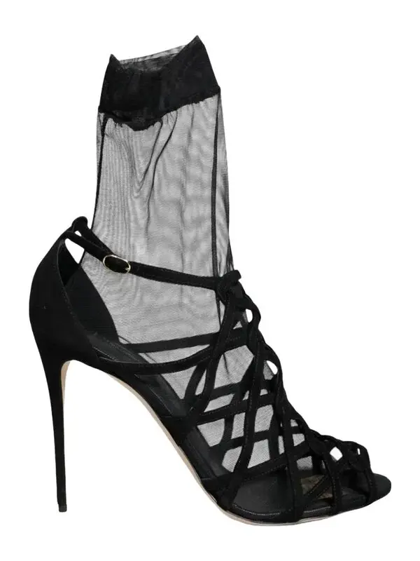 Dolce & Gabbana Mesh Panel Cage Stiletto Heeled Sandals - Black