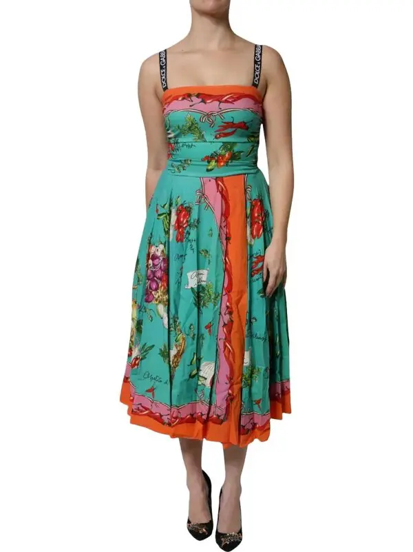 Dolce & Gabbana Floral Print A-line Midi Dress - Green