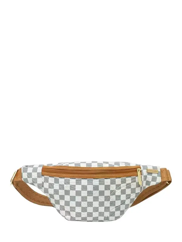 SPRAYGROUND Embossed Logo Check Pattern Belt Bag - White