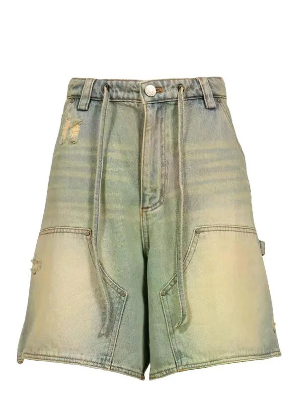 MARKGONG Denim Cargo Shorts With Distressed Finish - Blue