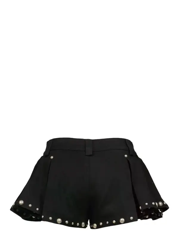 MARKGONG Faux Pearl Embellished Pleated Flared Skirt - Black