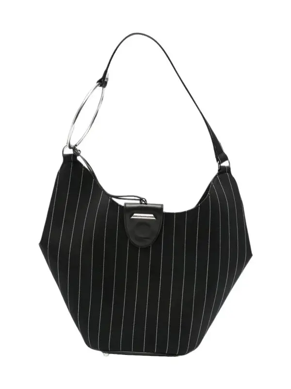 DONDUP Pinstripe Pattern Ring Handle Tote Bag - Black