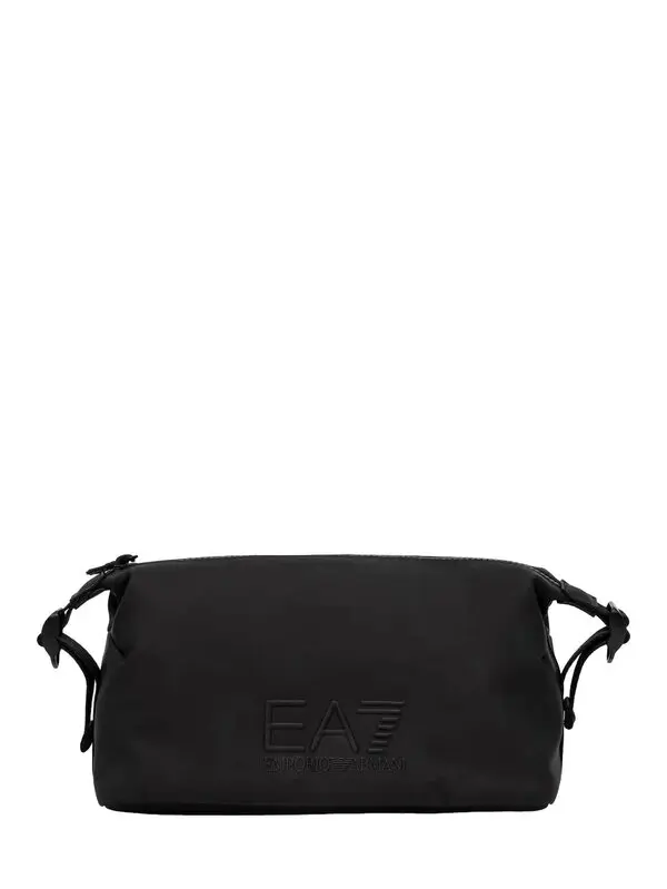 EA7 Embossed Logo Makeup Bag - Black