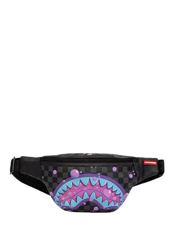 SPRAYGROUND Check Pattern Shark Mouth Belt Bag - Black