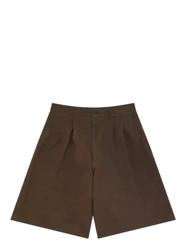 Comme Des Garçons Garment-treated Pleated Shorts - Brown