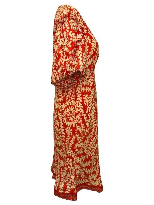 Diane Von Furstenberg Fisher Leaf-print Mini Dress - Red
