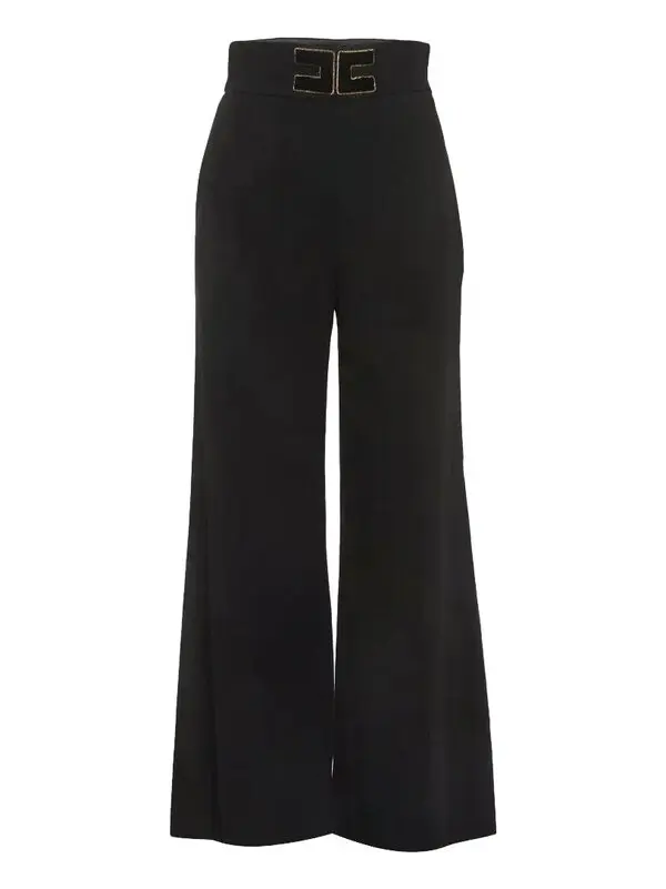Elisabetta Franchi Logo Detail Wide-leg Trousers - Black