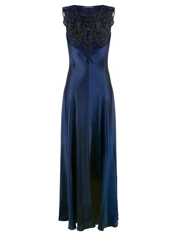 Alberta Ferretti Embellished Silk Maxi Dress - Blue