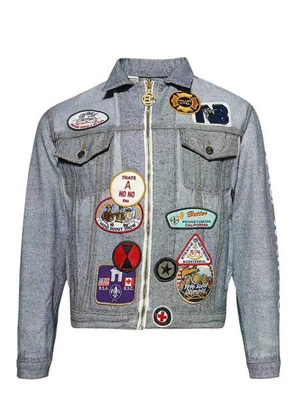 BETTER WITH AGE Patch Detail Reversible Denim Jacket - Blue
