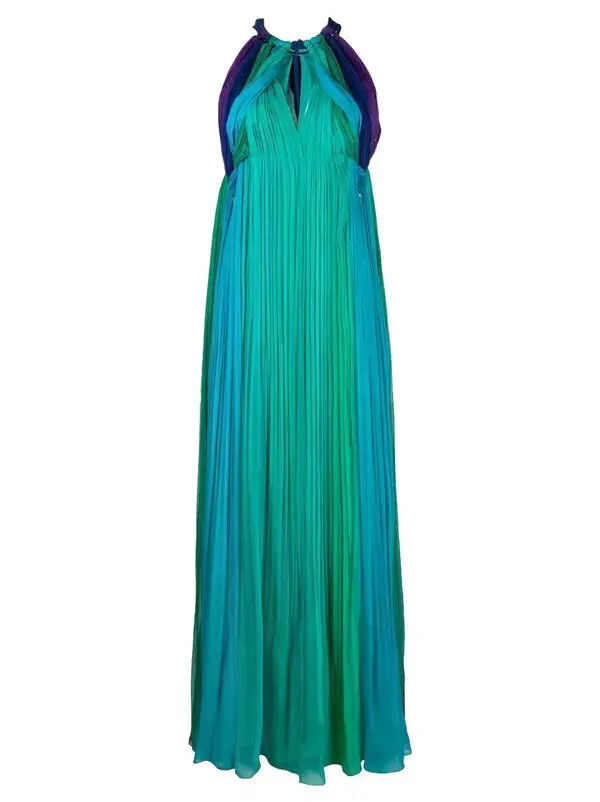 Alberta Ferretti Draped Tulle Silk Gown - Blue