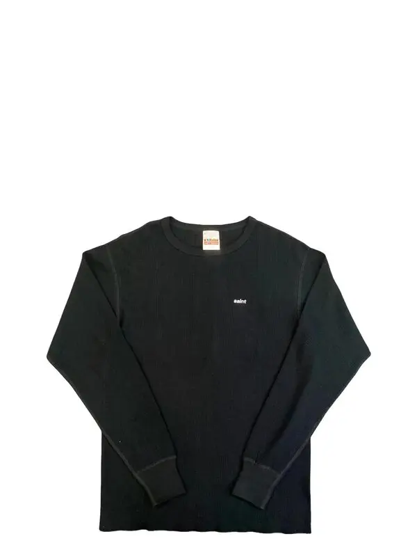 SAINT MXXXXXX Long-sleeve Crewneck Sweatshirt With Logo Print - Black