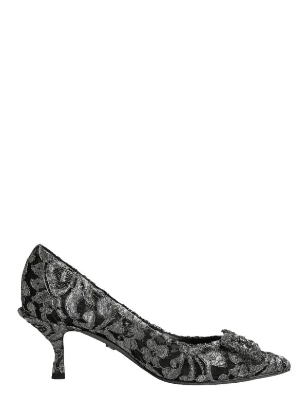 Dolce & Gabbana Amore Crystal-embellished Floral Lace Pumps - Silver