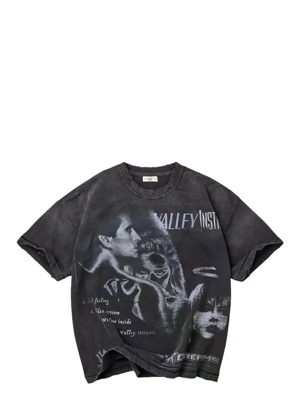 VALE FOREVER Graphic-print Distressed-effect T-shirt - Black