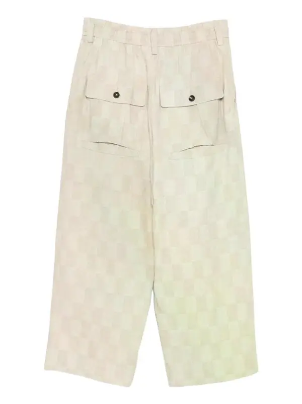 ZIGGY CHEN Checkered Drawstring Trousers - Neutrals