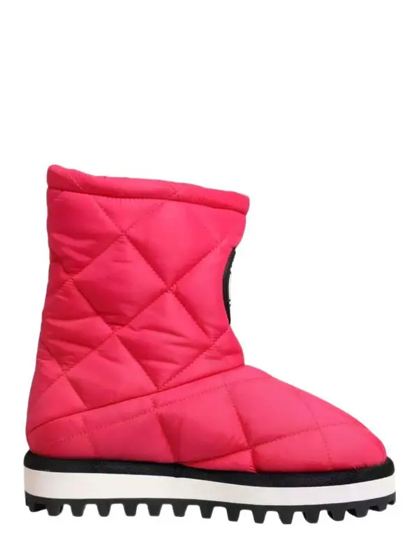 Dolce & Gabbana Quilted Logo Patch Boots - Pink