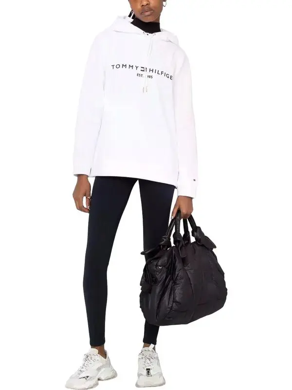 Tommy Hilfiger Cotton Blend Logo Print Hoodie - White