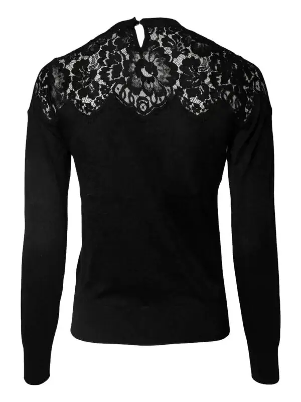 Dolce & Gabbana Floral Lace Trim Sweater - Black