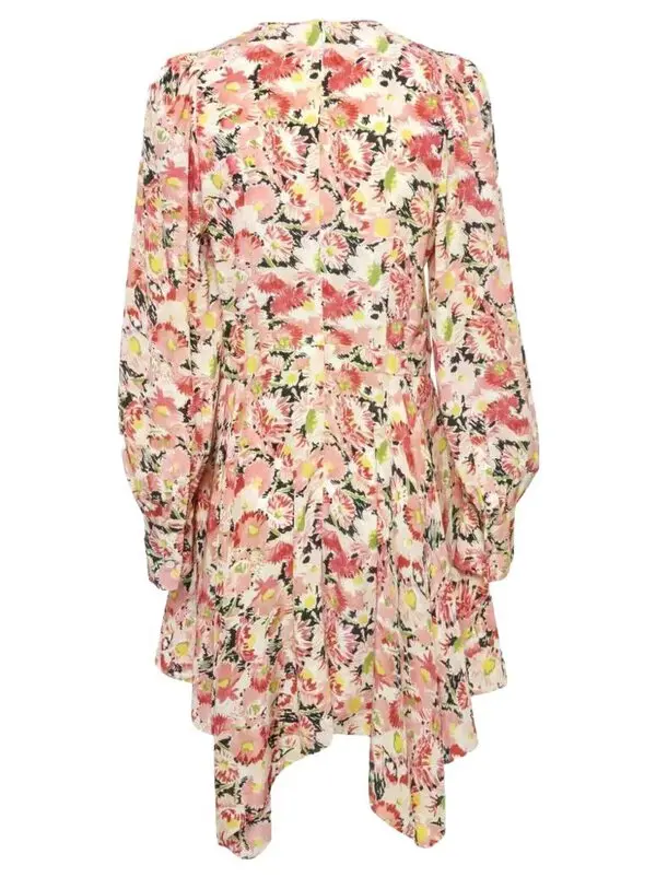 Stella McCartney Floral Print Silk Mini Dress - Neutrals