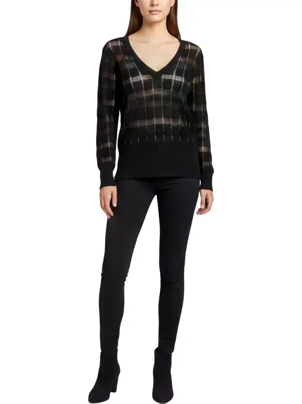 Missoni Sheer V-neck Long Sleeve Sweater - Black