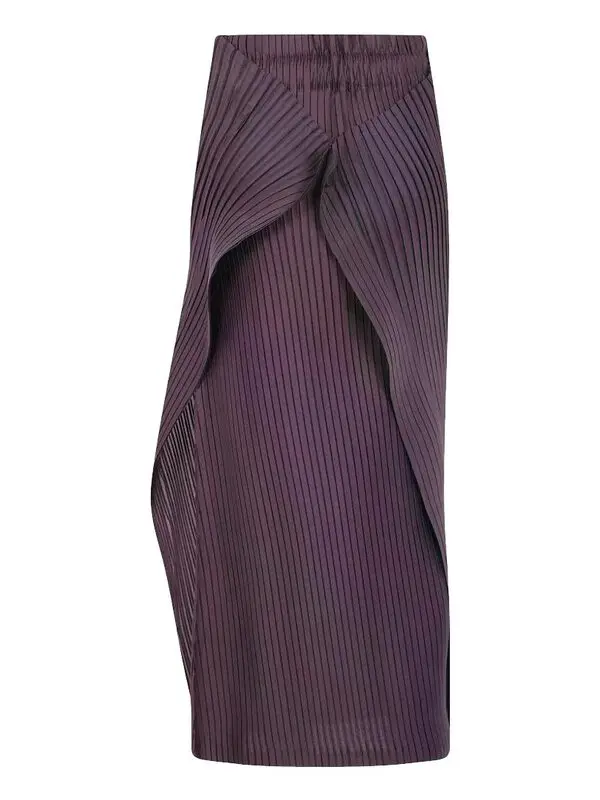 Issey Miyake Pleated Laye-effect Maxi Skirt - Red