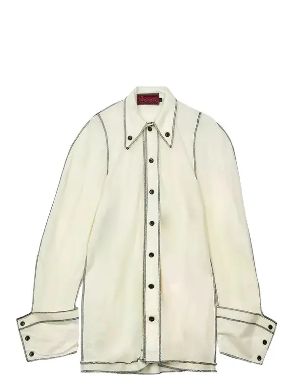 CHRISTOPHER NEMETH Wide Cuff Shirt With Contrast Stitching - Neutrals