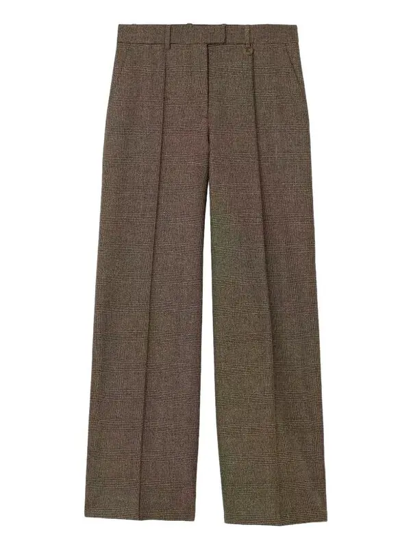 Burberry Prince Of Wales Check Wool-linen Blend Tailored Trousers - Brown
