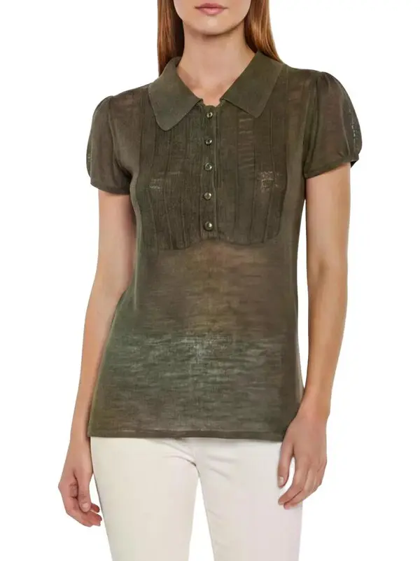Burberry Sheer Knitted Polo Shirt - Green
