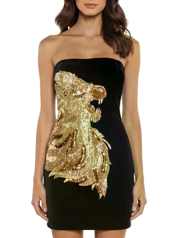 Balmain Lion-embossed Mini Dress - Black
