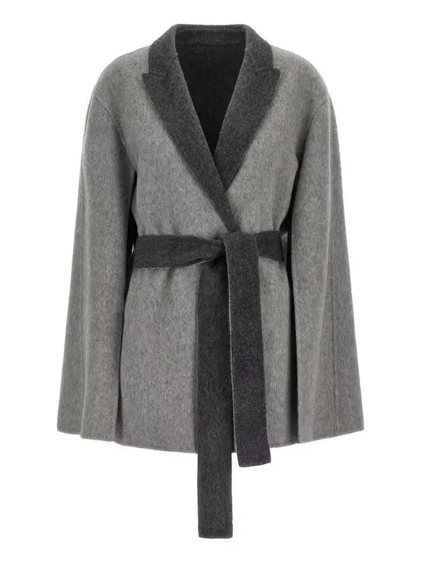 Alberta Ferretti Cape-sleeve Belted Cardigan-coat - Grey