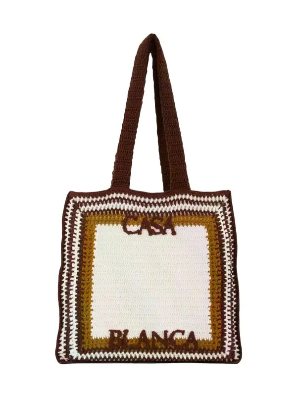 Casablanca Crochet Knit Tote Bag - Brown
