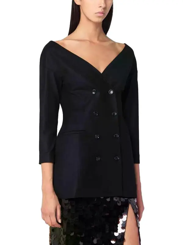 Alberta Ferretti Off-shoulder Fitted Jacket - Black