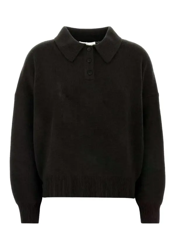 LISA YANG Etta Cashmere Long-sleeve Polo Shirt - Brown